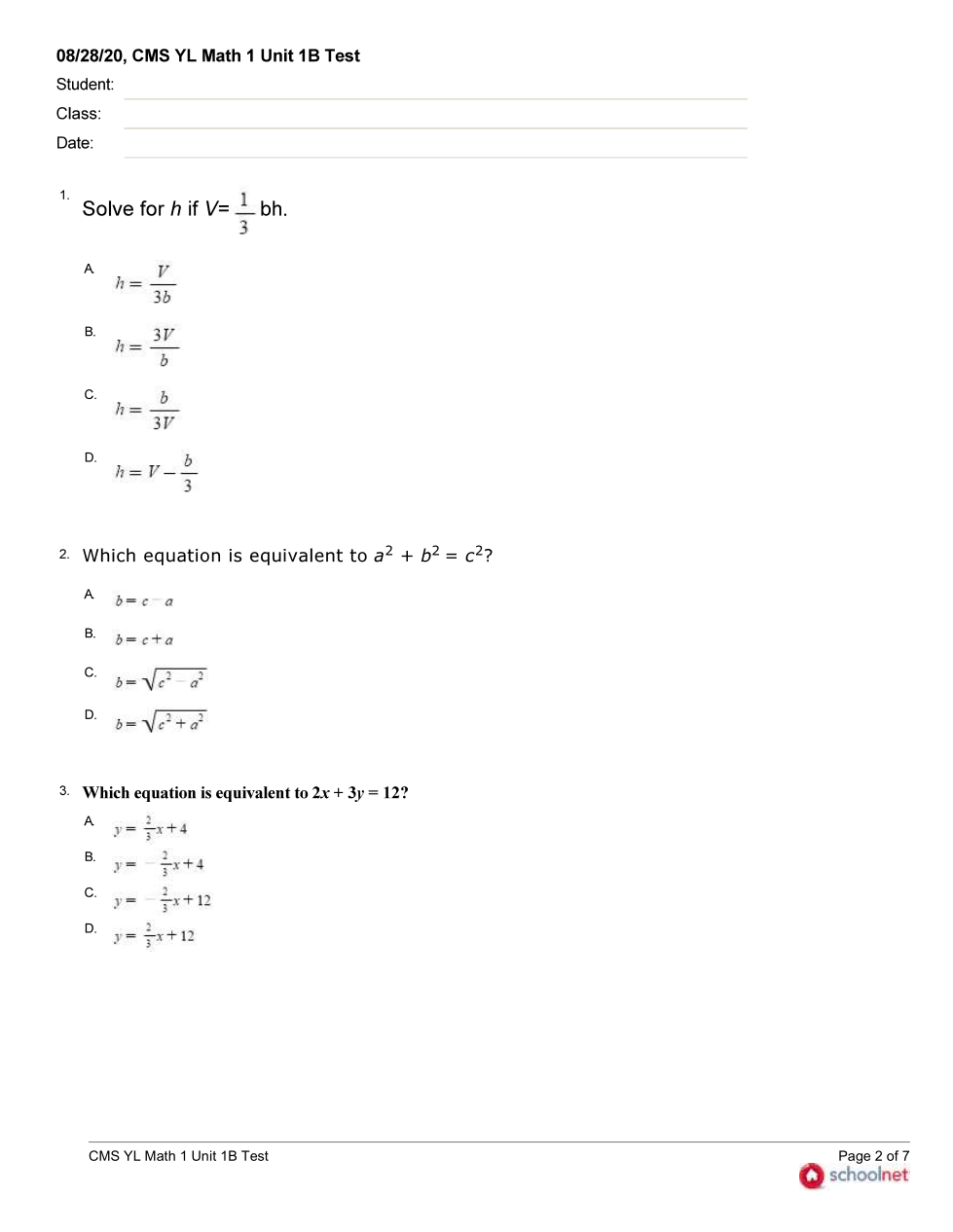 Functions Study Guide - Kimberli Darling | Library | Formative