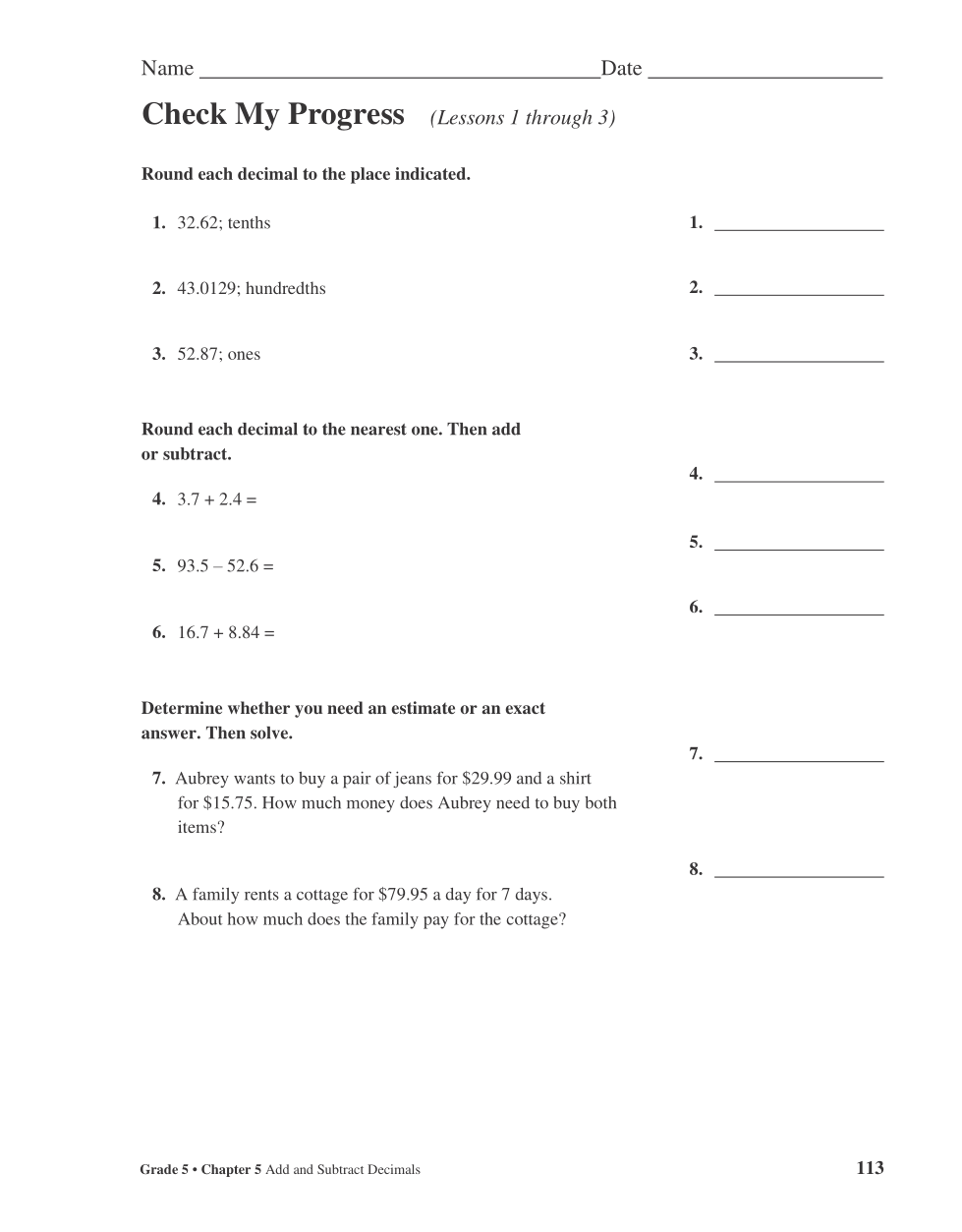 Chapter 5 Checking Progress 1-3 - Anne-Marie Maier | Library | Formative