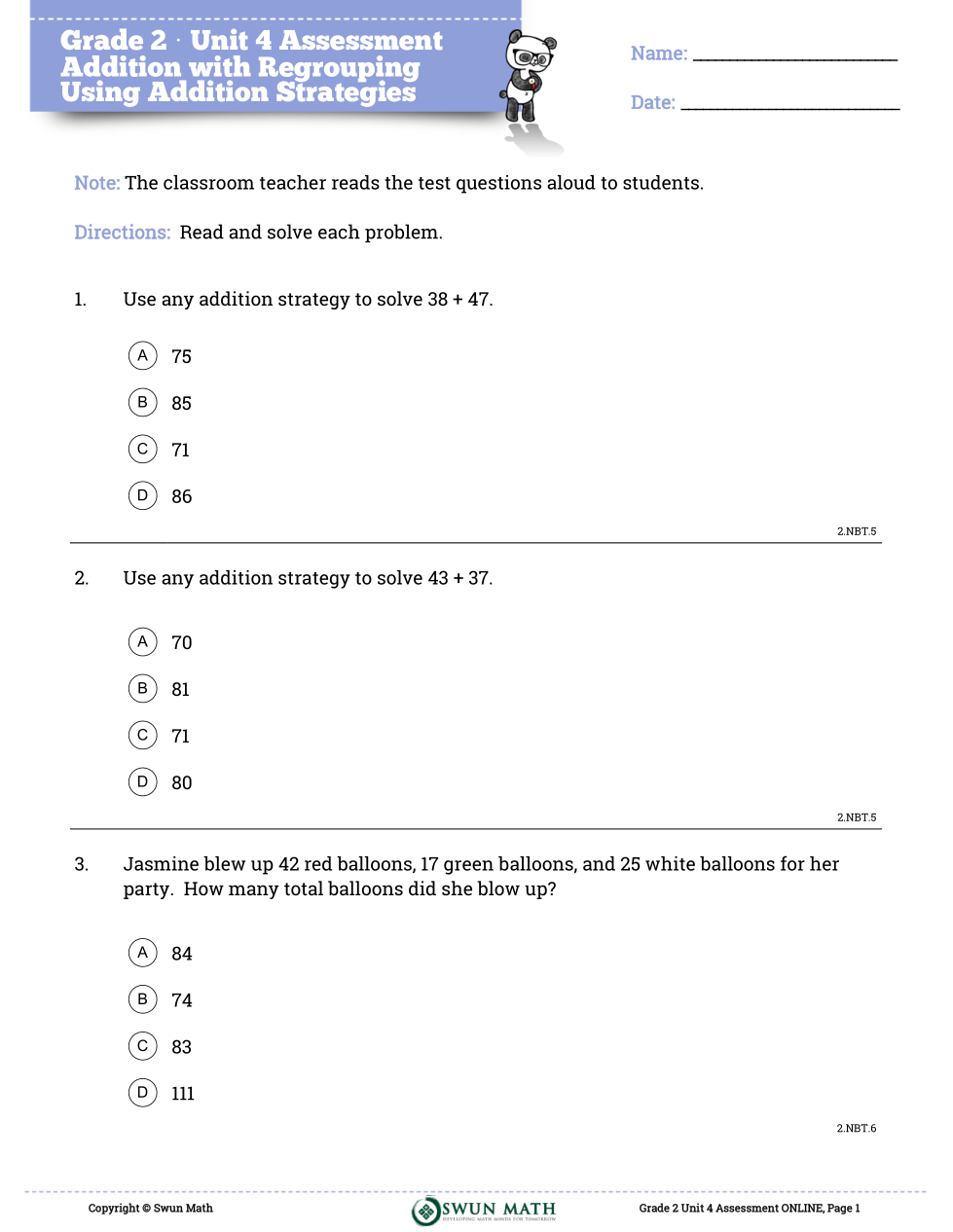 SWUN Unit 4 Addition with Regrouping - Rosie Chavez | Library | Formative