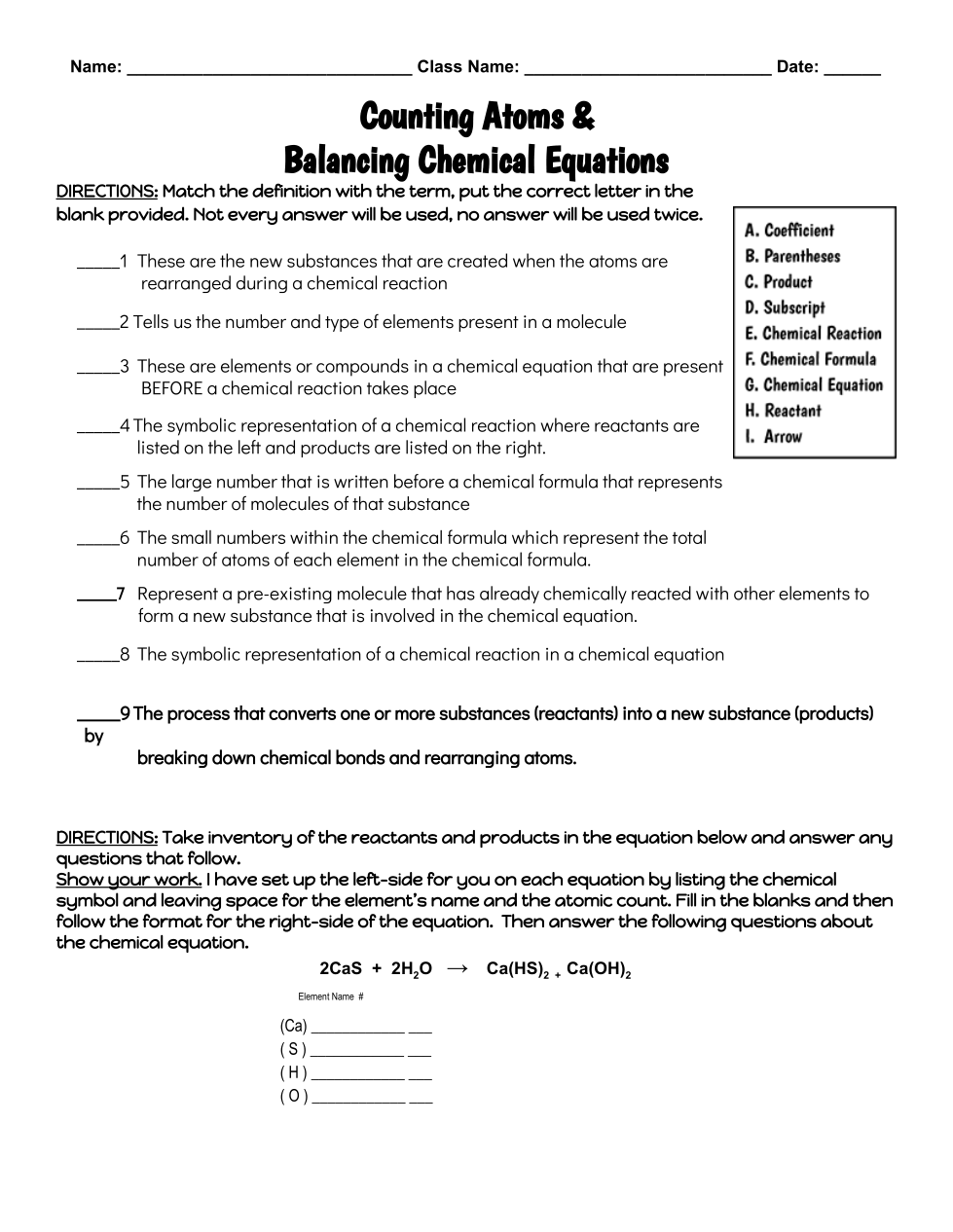 Balancing Chemical Equations - Erin Pipkin | Library | Formative