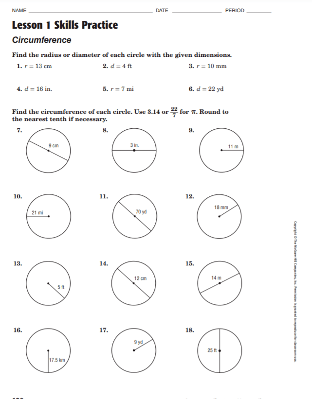 Circumference Practice WS - Regina Sapienza | Library | Formative