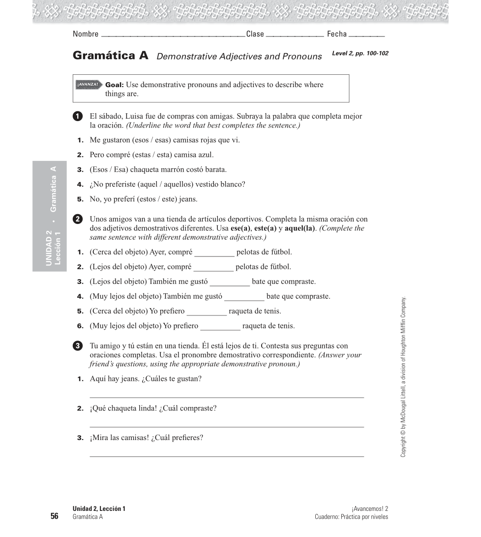 2: U2L1 GRAMÁTICA A DEMONSTRATIVE ADJECTIVES AND PRONOUNS - Amanda ...