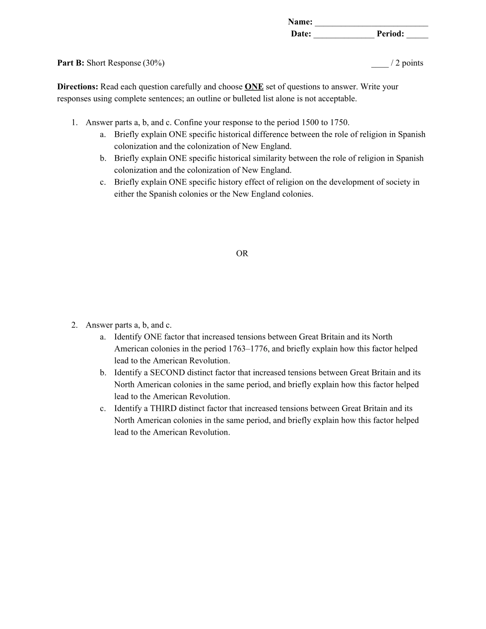 APUSH Unit 1 Exam: SAQ - Haiyen Truong | Library | Formative