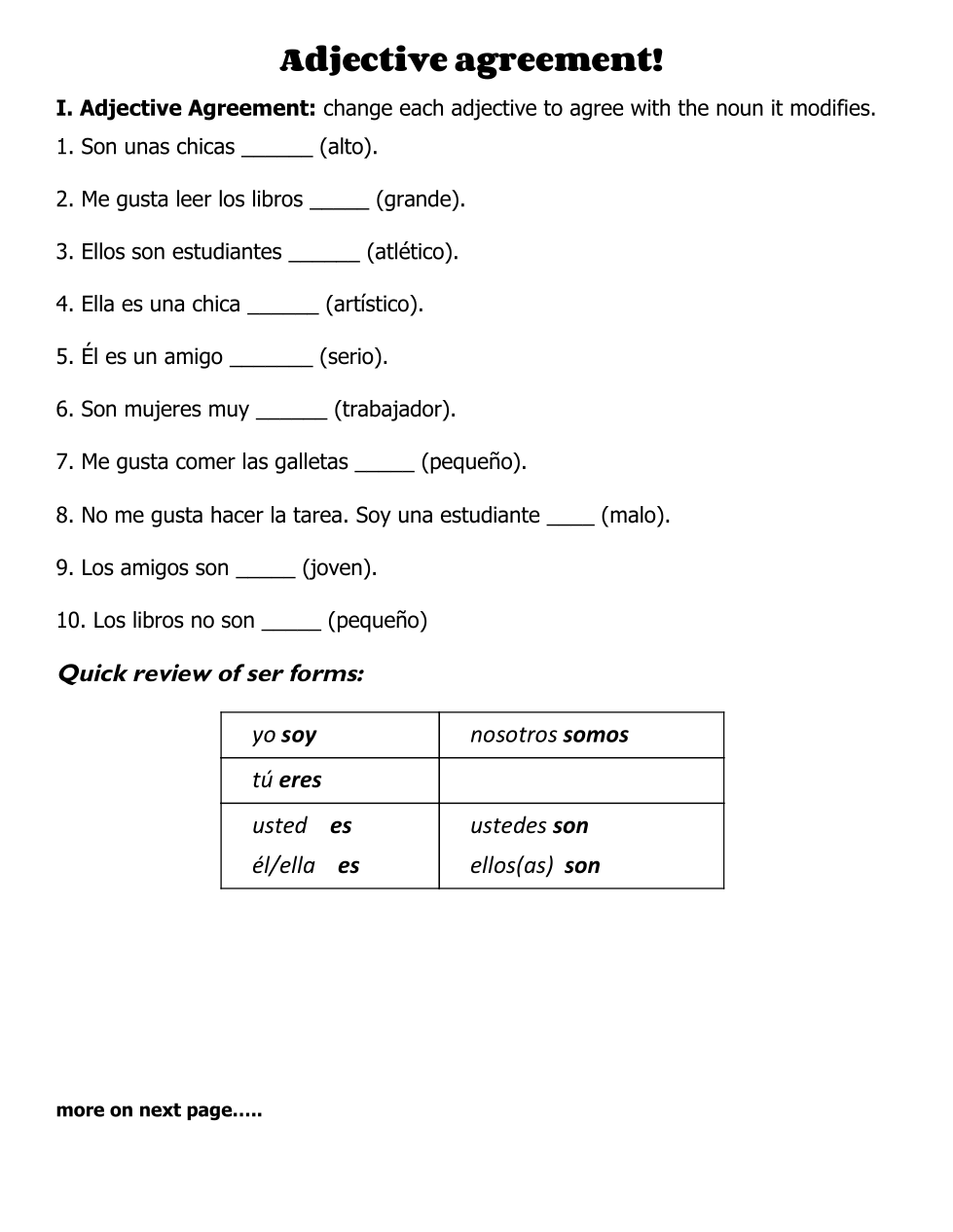 1: U1L2: Adjective agreement writing practice - Amanda Rieder | Library ...