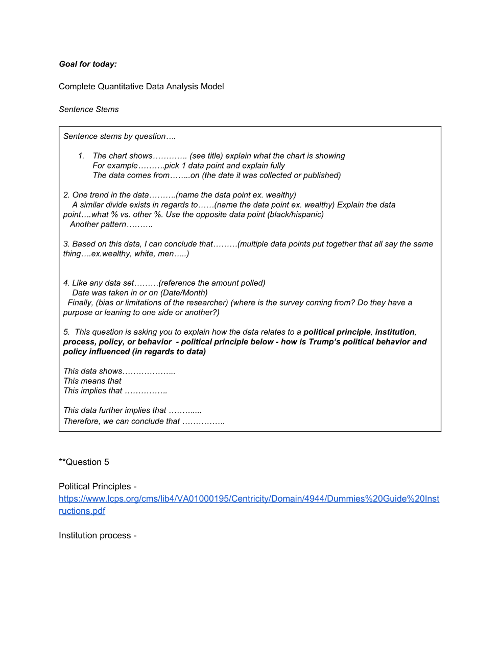 FRQ Quantitative Analysis TEACHER MODEL - Carrie Crain | Library ...
