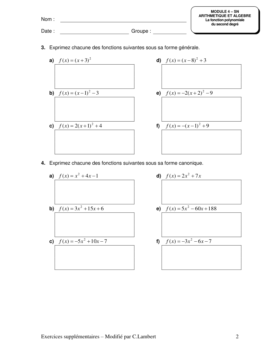 Math SN4 - Revision 4.1 et 4.2 - Carole Lambert | Library | Formative