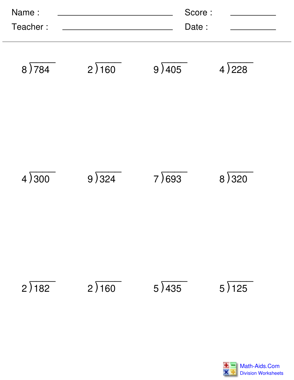 Twodigit Division Worksheets With Answers