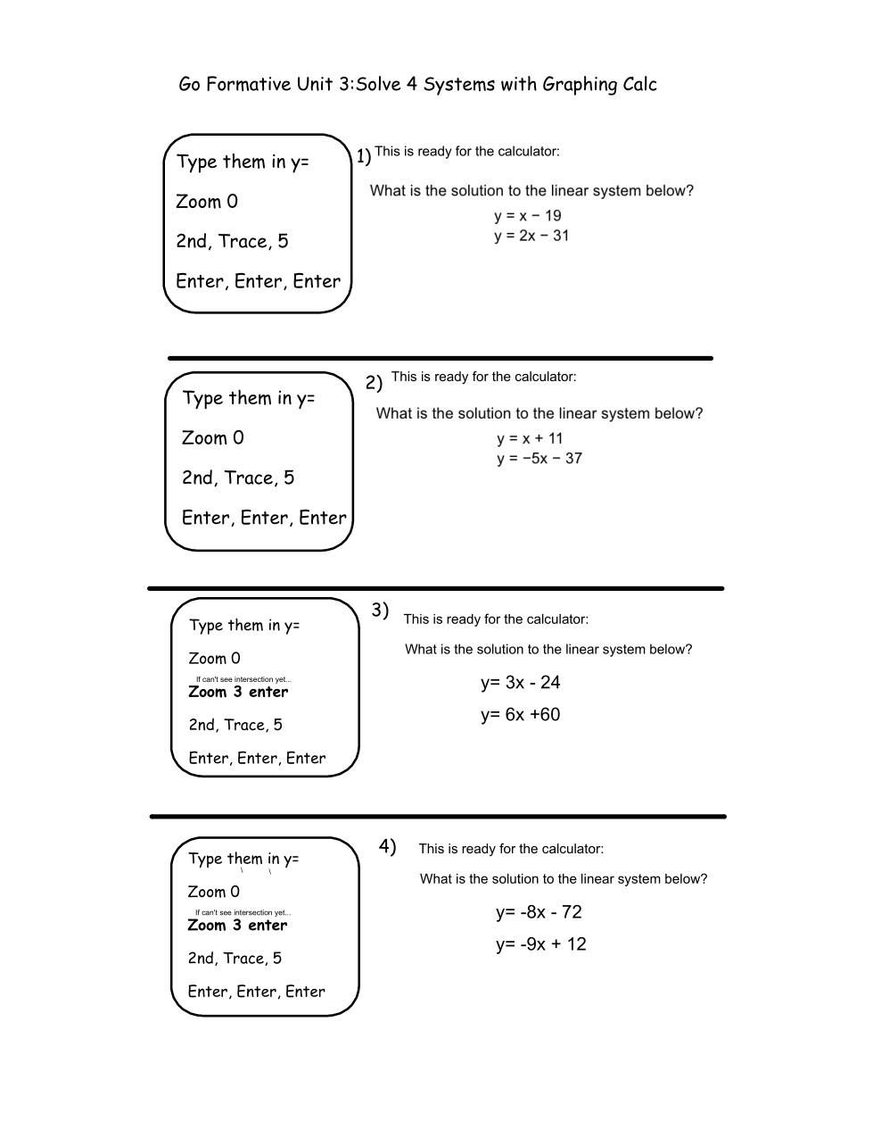 Unit 3 : Solve 4 Systems with Calc - James M Schaper | Library | Formative