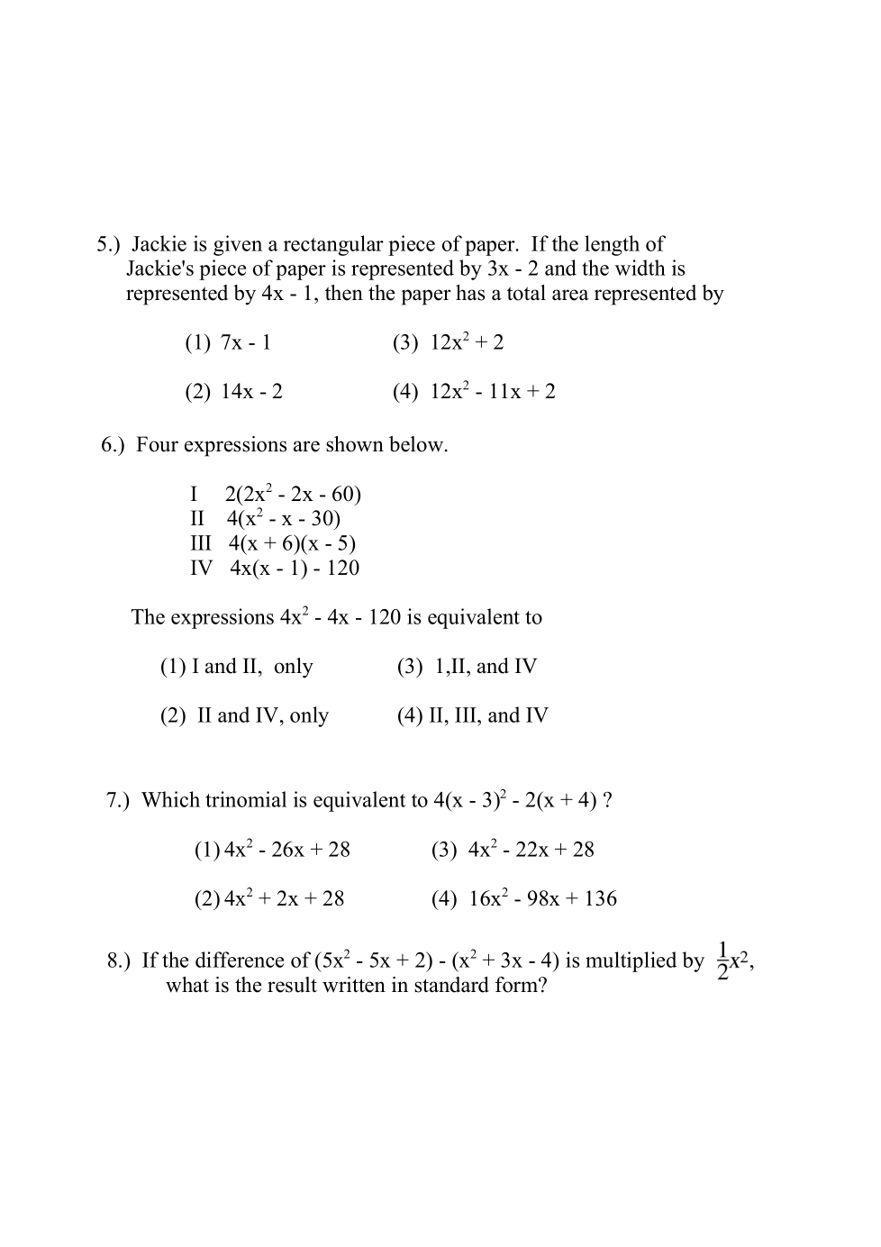 Regents Polynomial Questions - Jeanmarie Mullen | Library | Formative