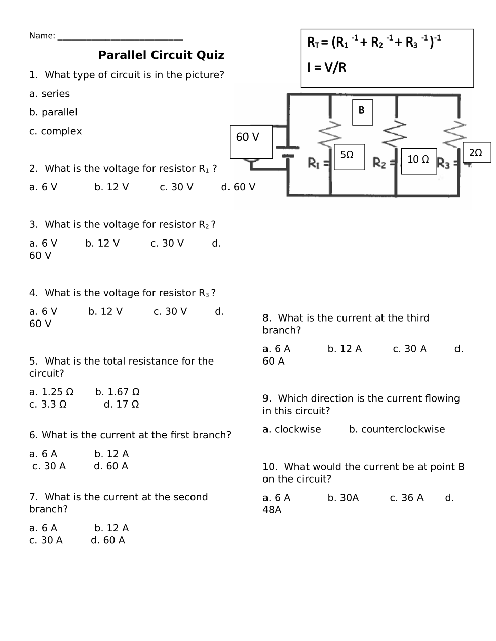 Copy of Parallel Circuit Quiz (6/7/2024) - Trevor Townsend | Library ...