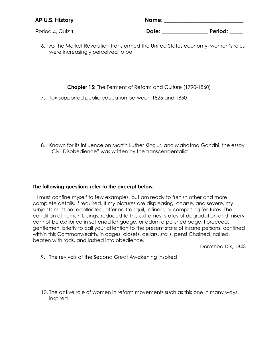 APUSH Period 4.1 (Ch. 14-15) Quiz - SY2021 - Haiyen Truong | Library ...