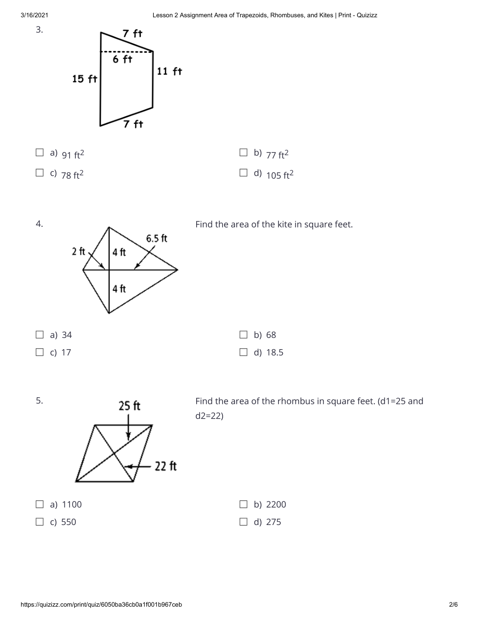 Lesson 2 Area Trapezoids,Kites/Rhombi - edith lopez | Library | Formative