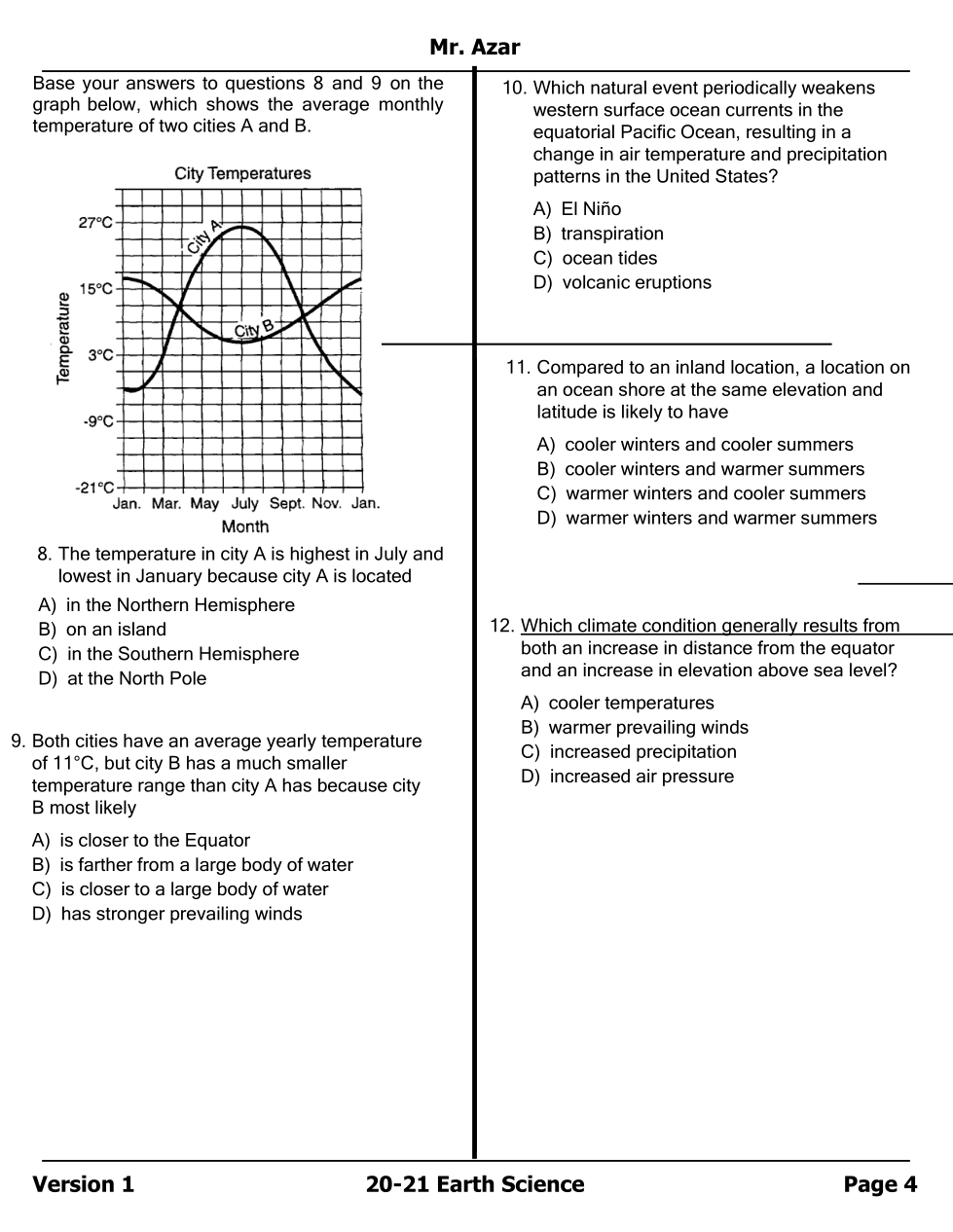 Climate Quiz #1 1 - Scott Azar | Library | Formative