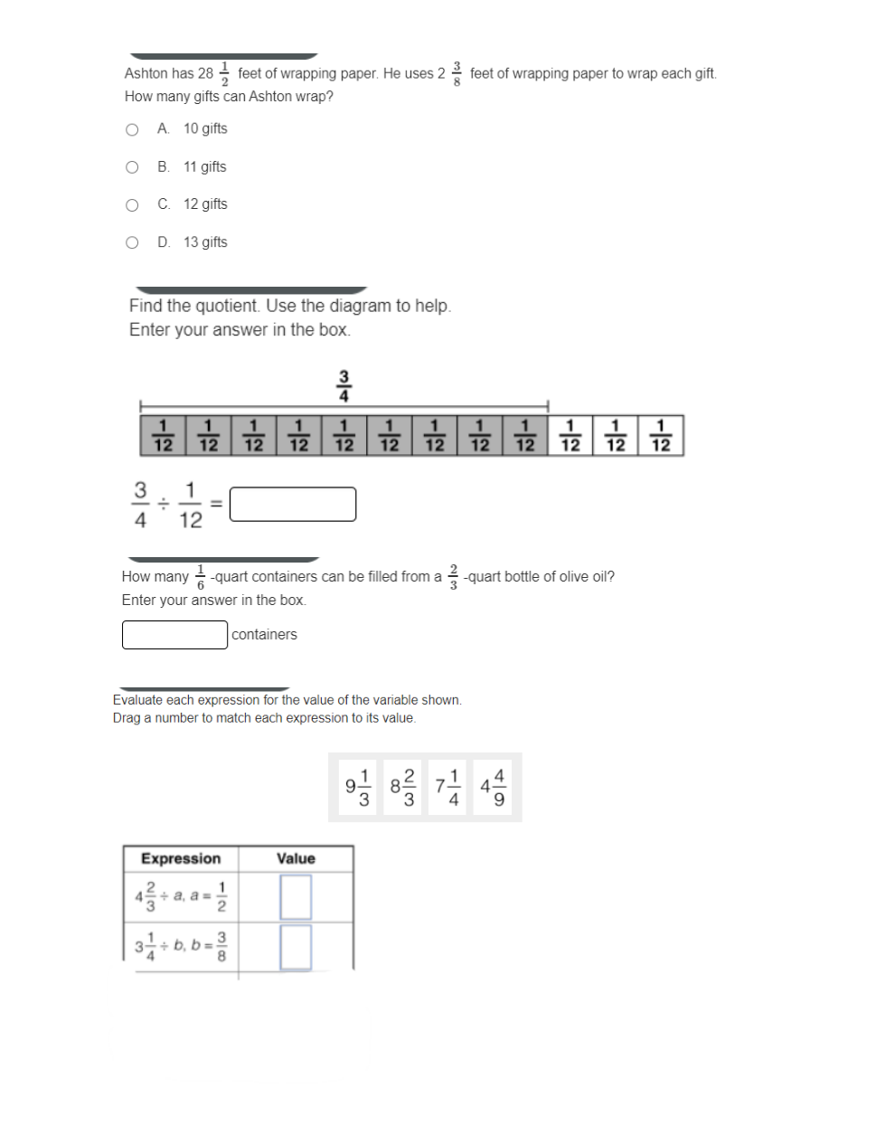 topic 12 dividing fractions test copy 2 - Melissa Martine | Library ...