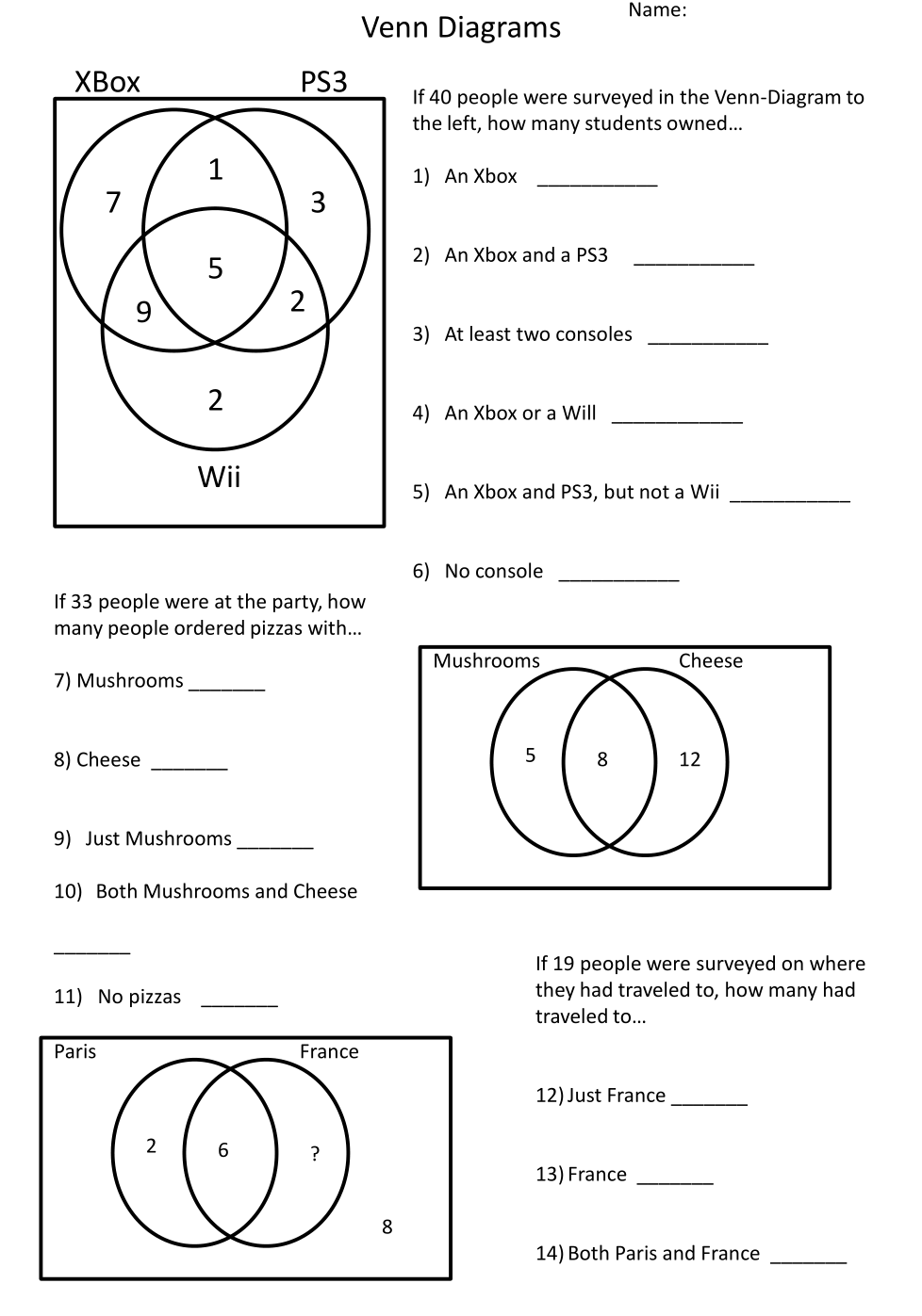 2 SETS AND VENN DIAGRAMS (OPTIONAL EXTRA PRACTICE) - Hughes, Patricia ...