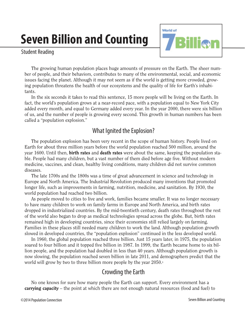 7 Billion and Counting - Stephanie Berryman | Library | Formative