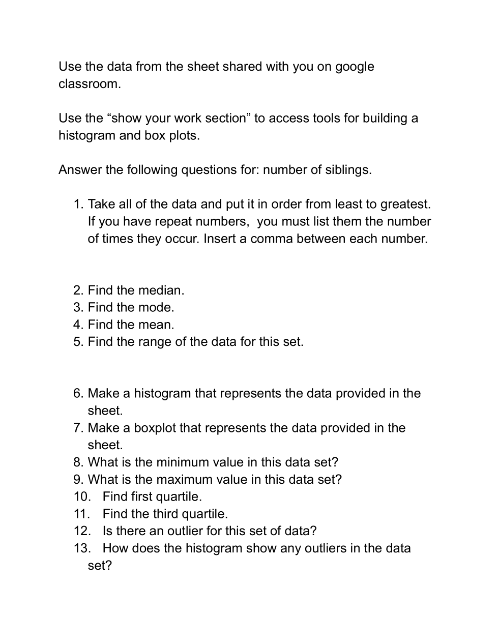 data and statistics performance task - Melissa Martine | Library ...