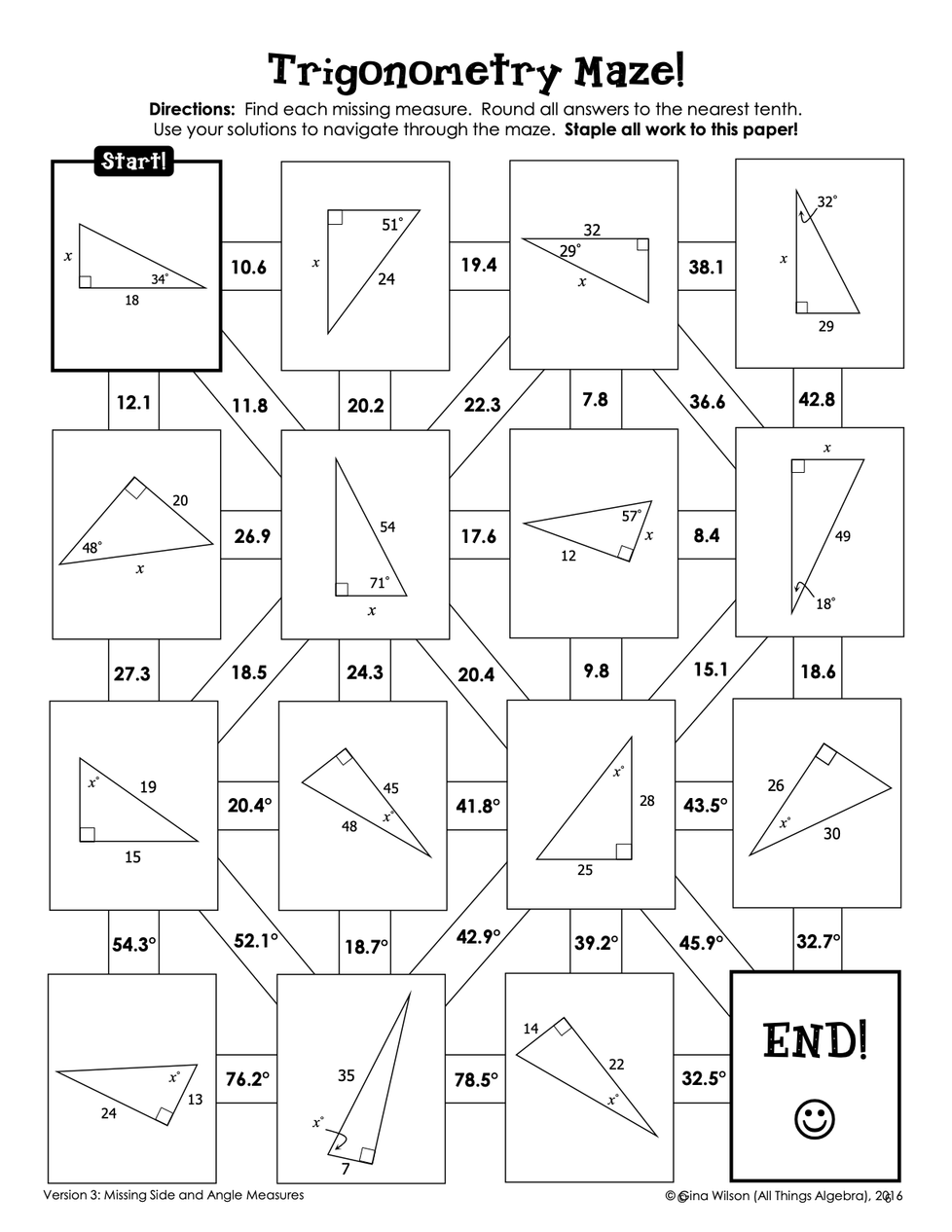 Right Triangle Trig Maze - Emma Vaughan | Library | Formative