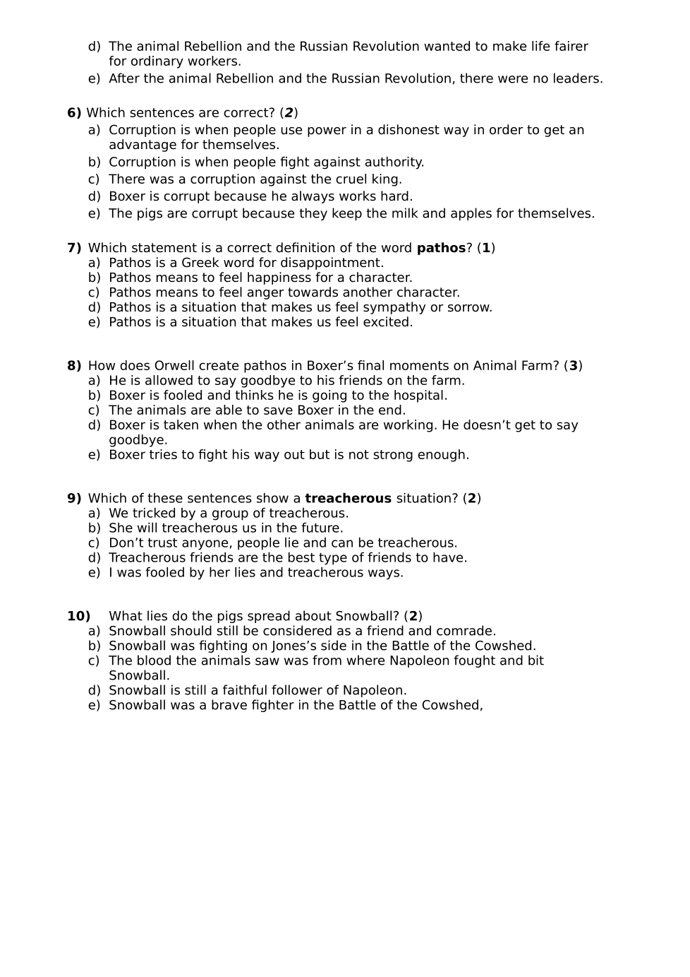 Quiz 4 Animal Farm Y8T - OADV English | Library | Formative
