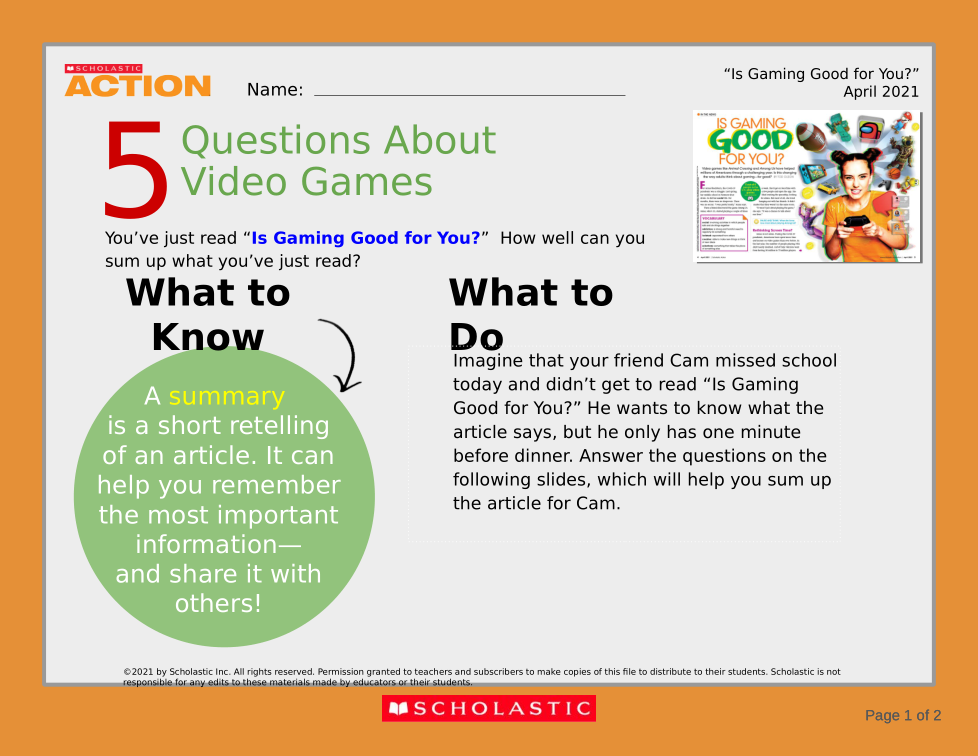 Gaming Summary - Lucy O'Hare | Library | Formative