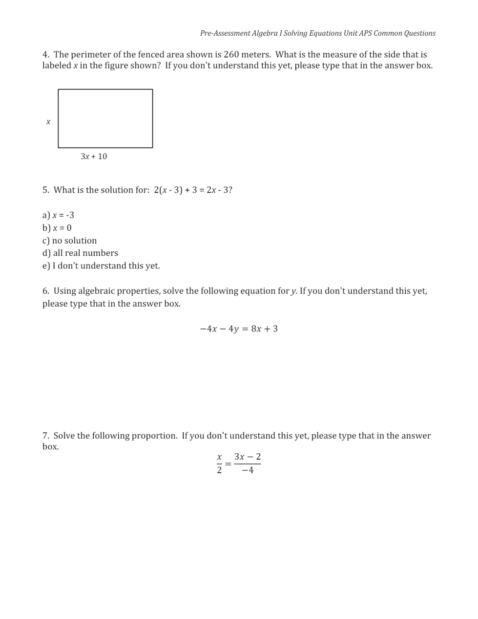 Unit 2 Pre-Assessment (Algebra) - Chris Long | Library | Formative