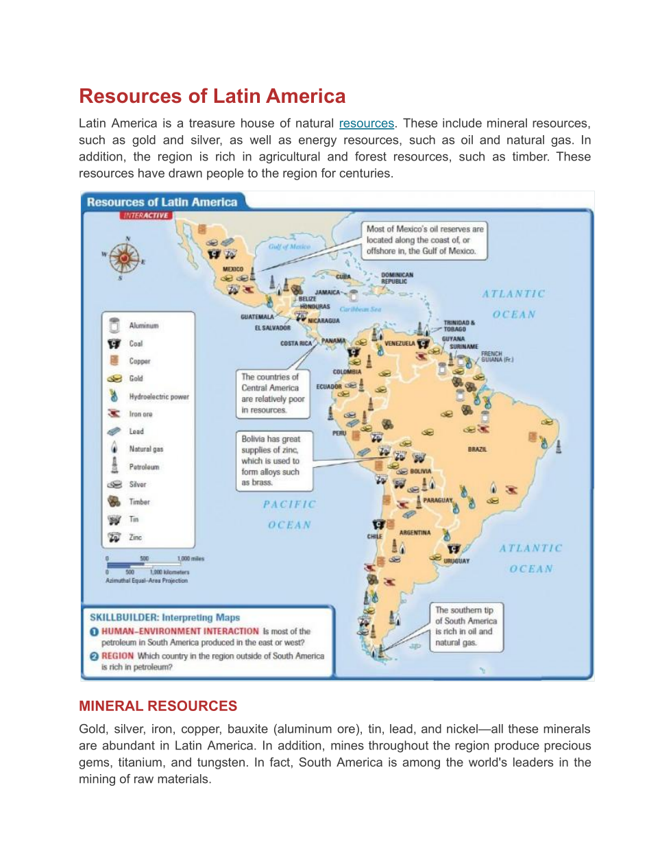 Latin American Natural Resources - Donnie Trim | Library | Formative