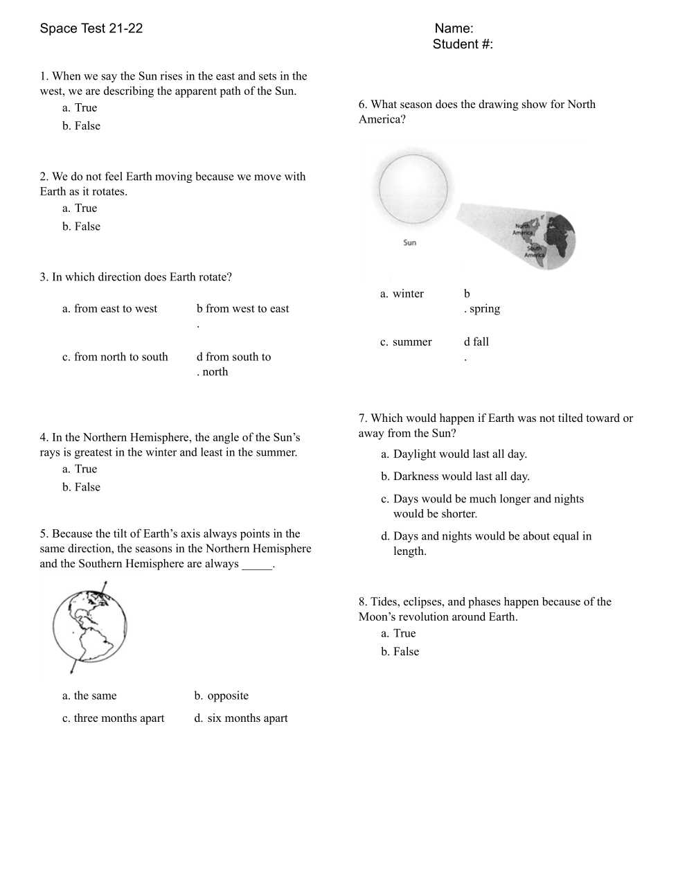 Science Unit 2- Space Test 21-22 - Kelley Smythe | Library | Formative