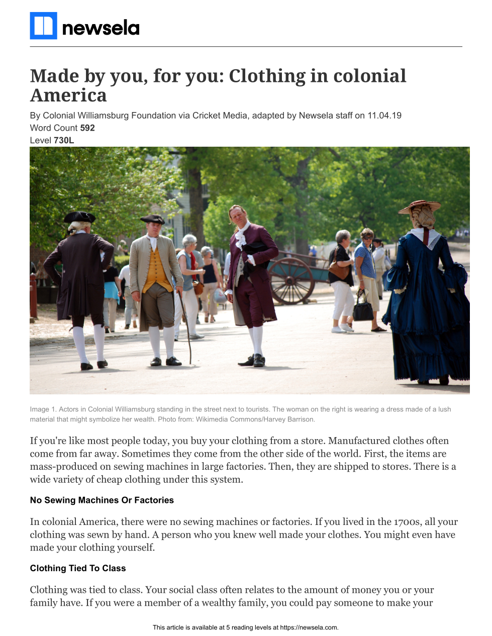 Colonial Clothing - Larissa Beal | Library | Formative