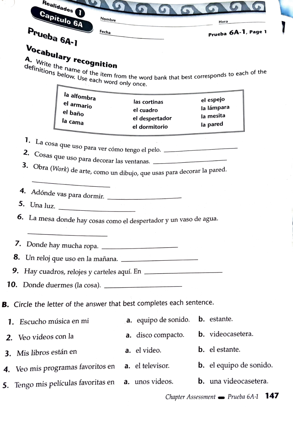 Realidades 1 6A - Cristina Marchese | Library | Formative