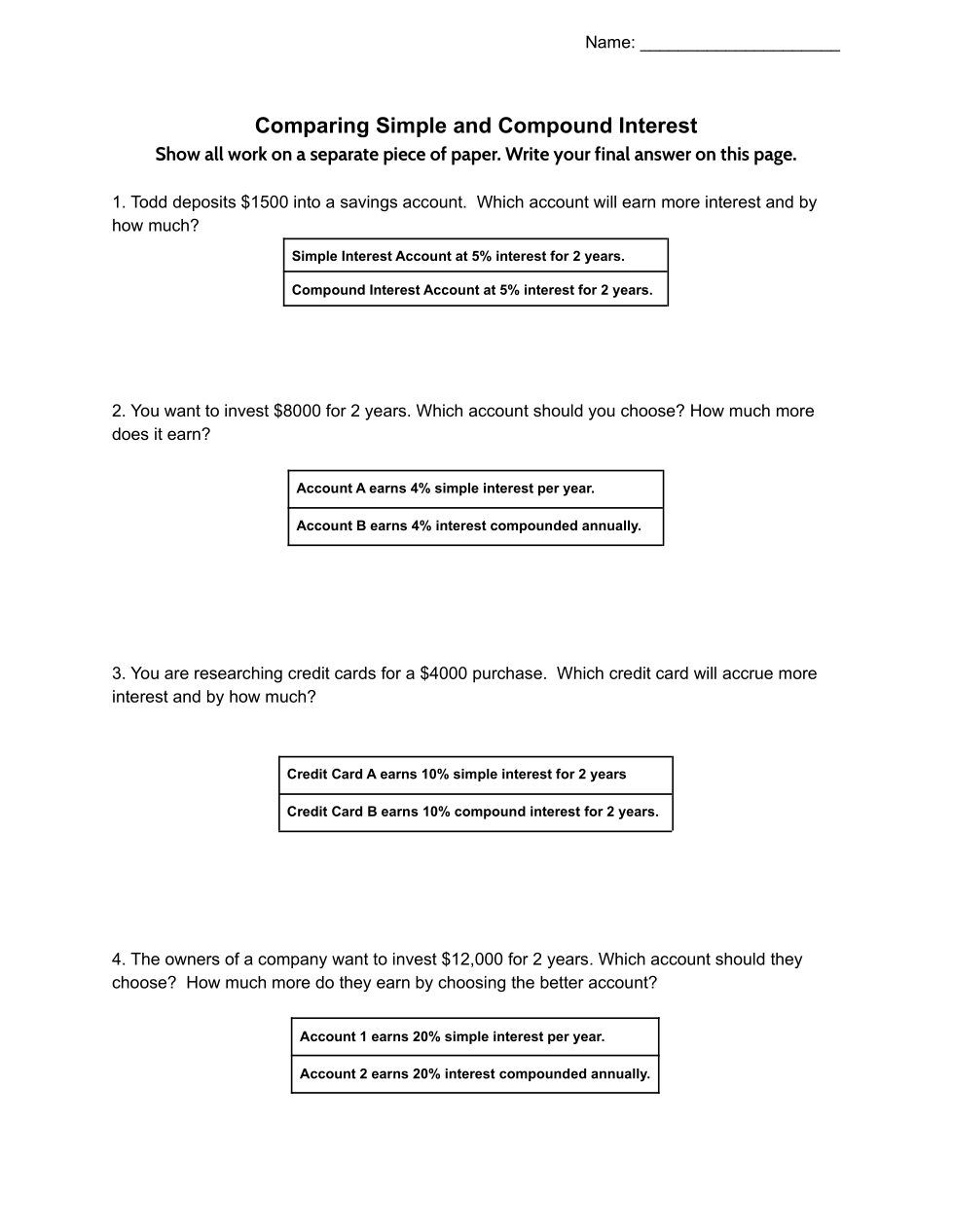 Simple Interest Practice - Grant Cain | Library | Formative