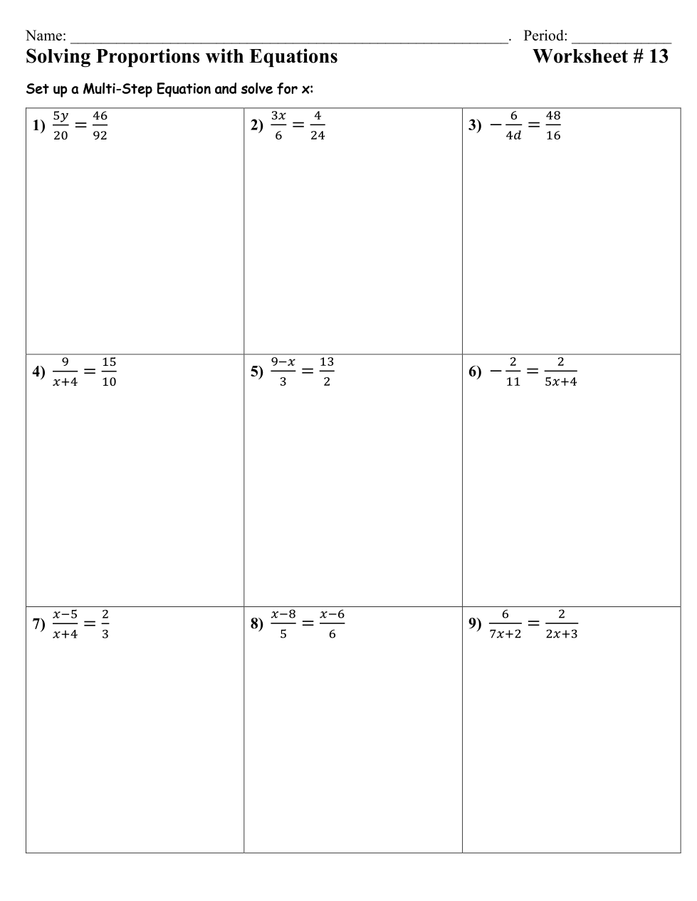 734LRIS WS#18 (Gold) Solving Proportions with Equations - Janelle Warby ...