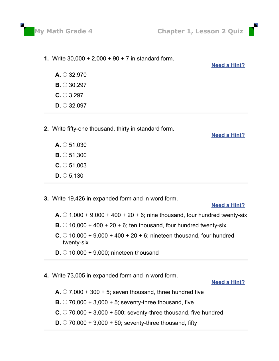 Chapter 1 Lesson 2 Quiz - Donna McKinney | Library | Formative