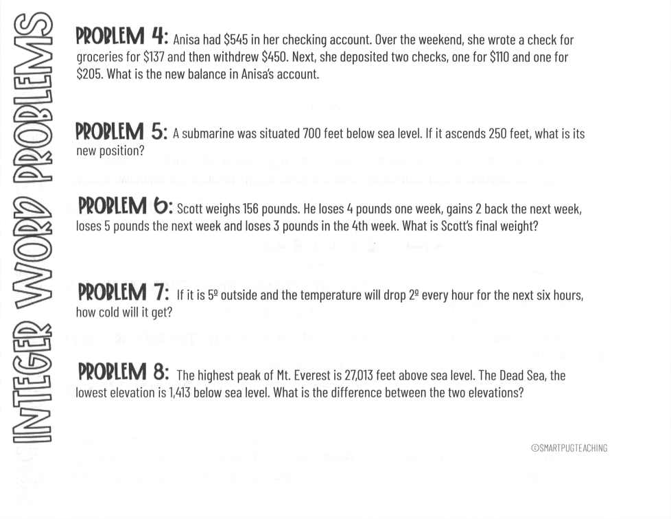 Integer Word Problems/Test Review - Nicole Davis | Library | Formative