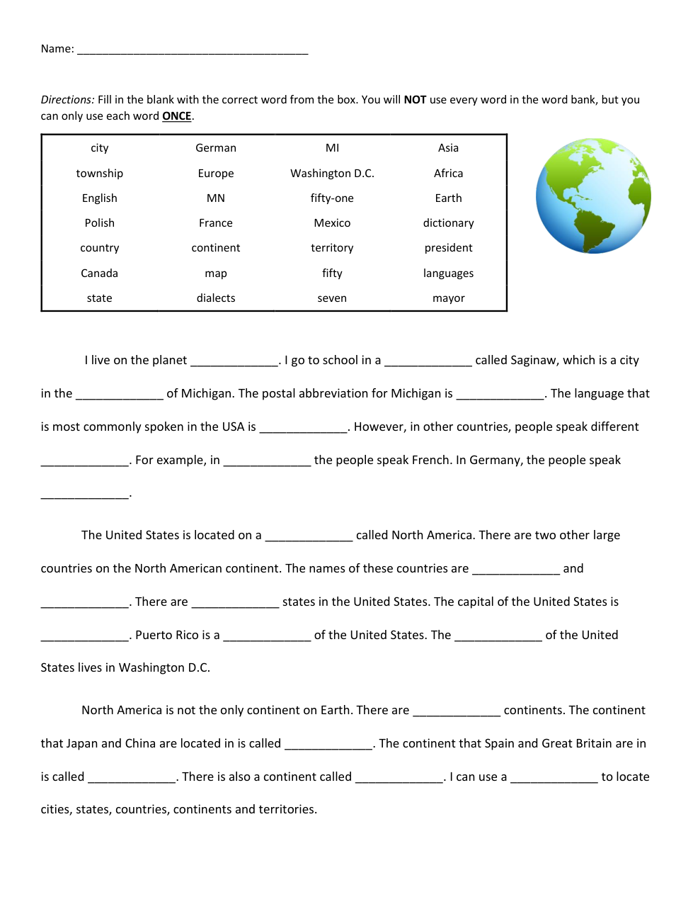 World Geography Pre-Test - Brandon Sweeney | Library | Formative