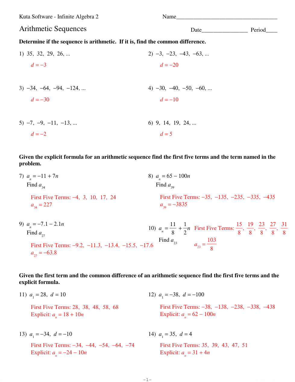 Linear/ Arithmetic Sequences - Theresa Joseph | Library | Formative