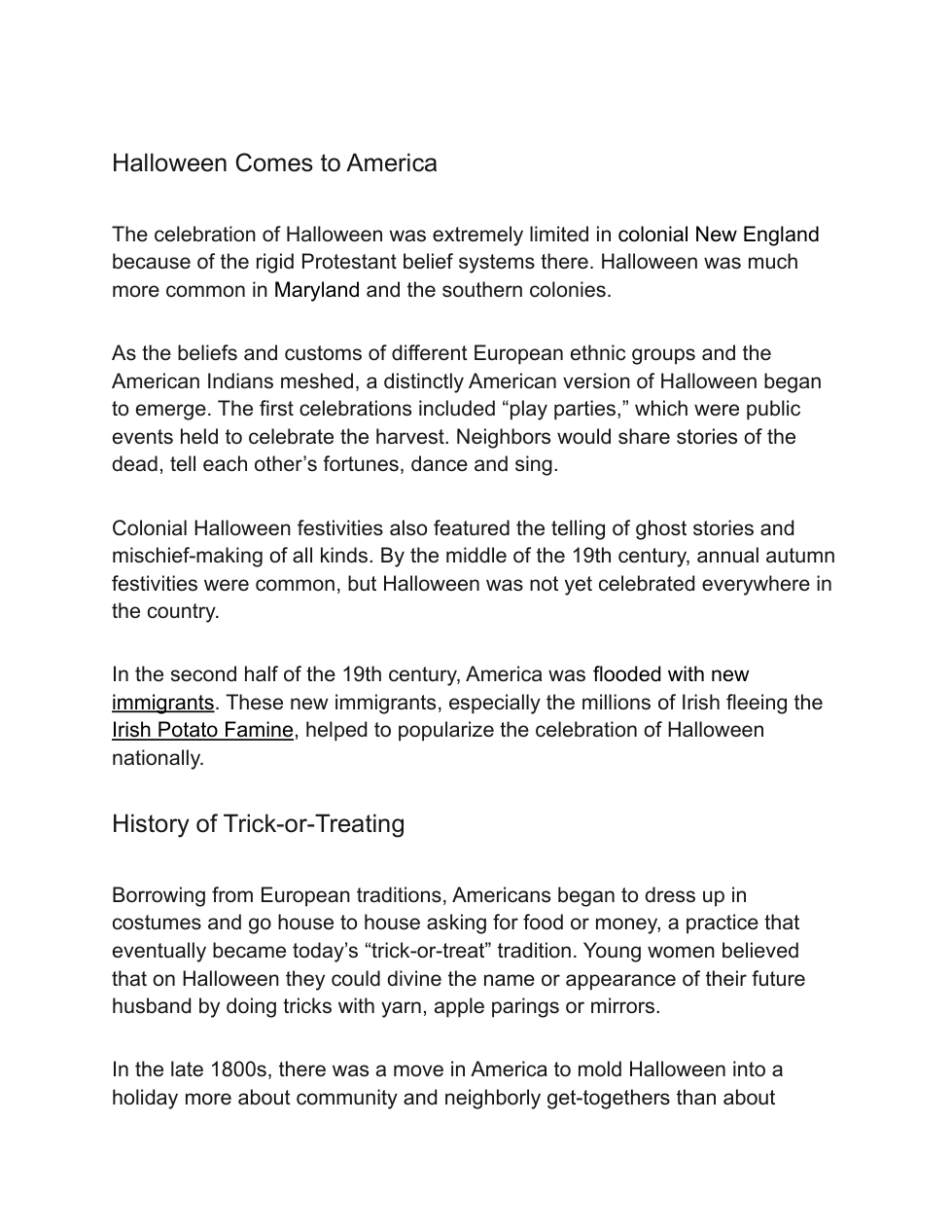 History of Trick or Treating - Regina McWhorter | Library | Formative