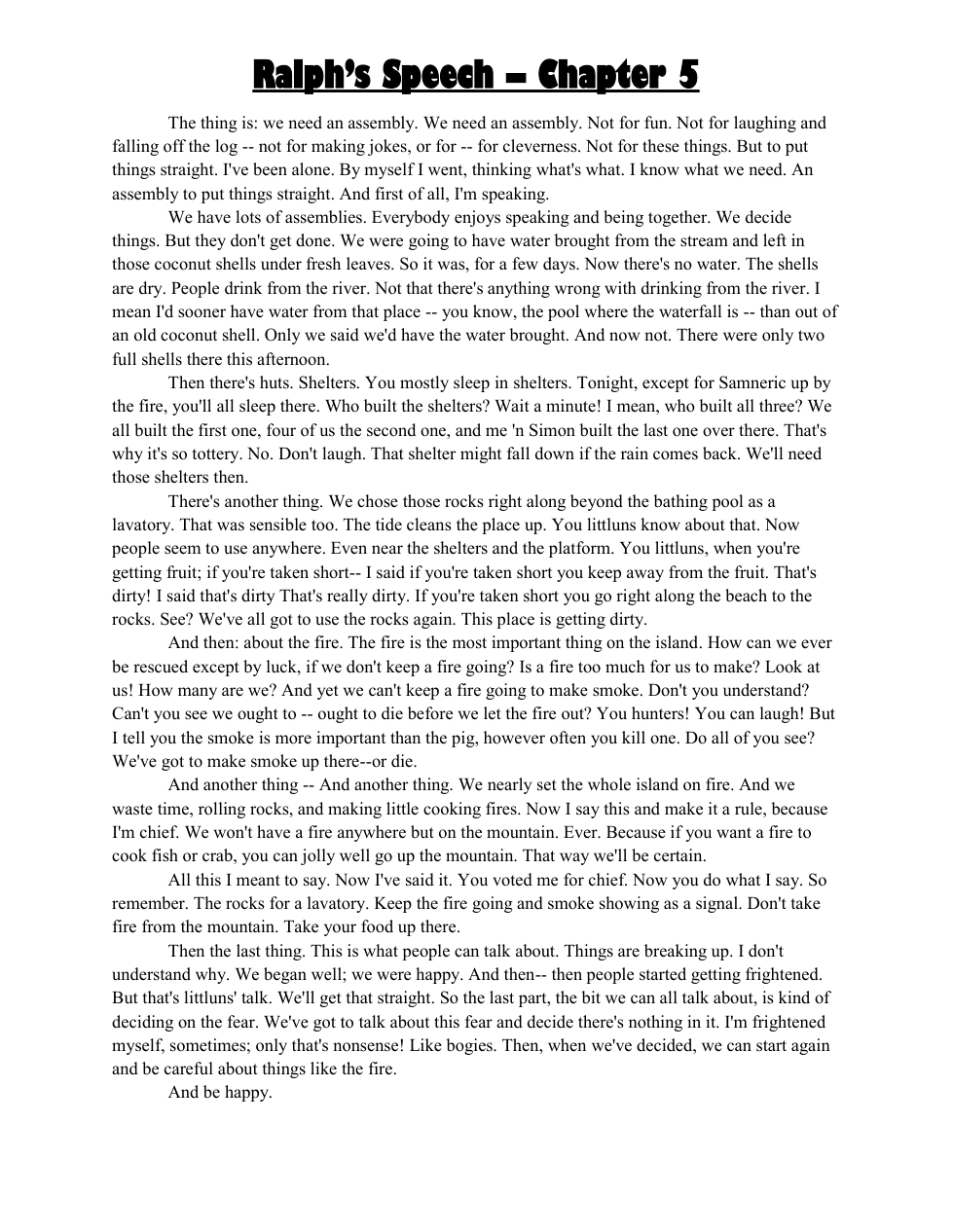 Rhetorical Analysis - Lord of the Flies - Lisa Moskowitz | Library ...