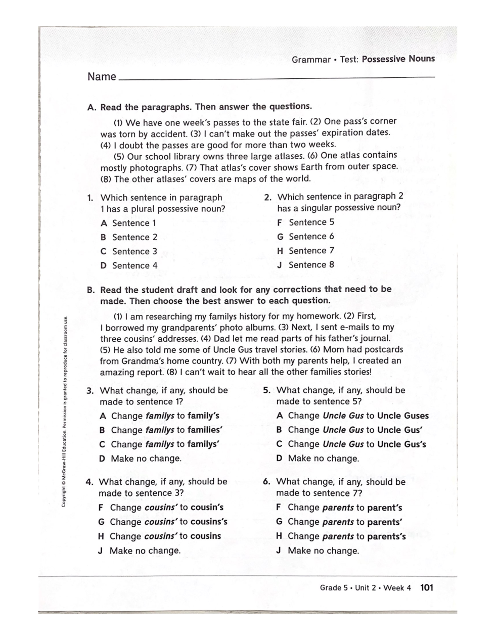 Unit 2: Weeks 3 & 4 Test - Kelly Albers | Library | Formative