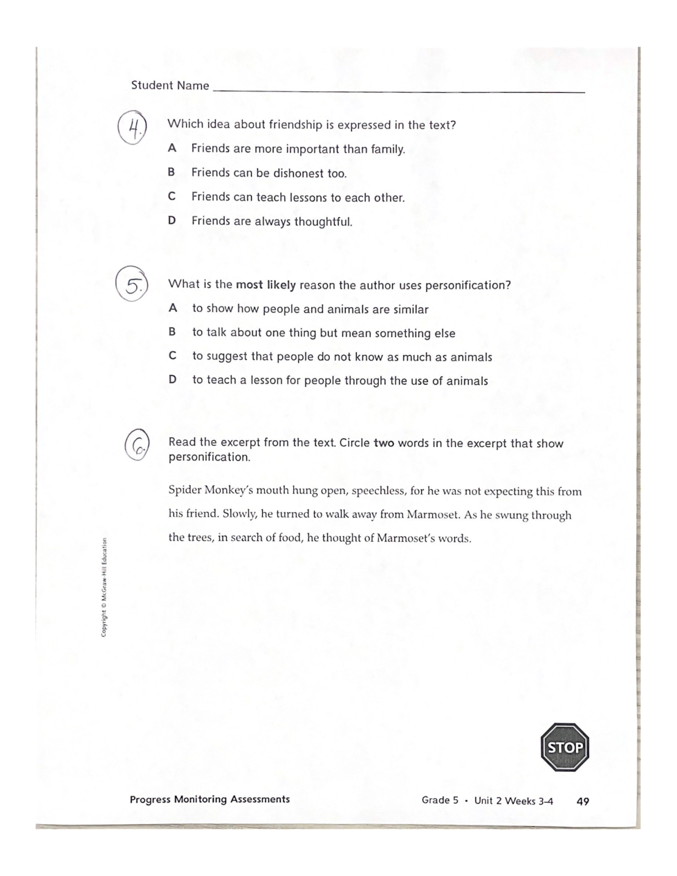 Unit 2: Weeks 3 & 4 Test - Kelly Albers | Library | Formative