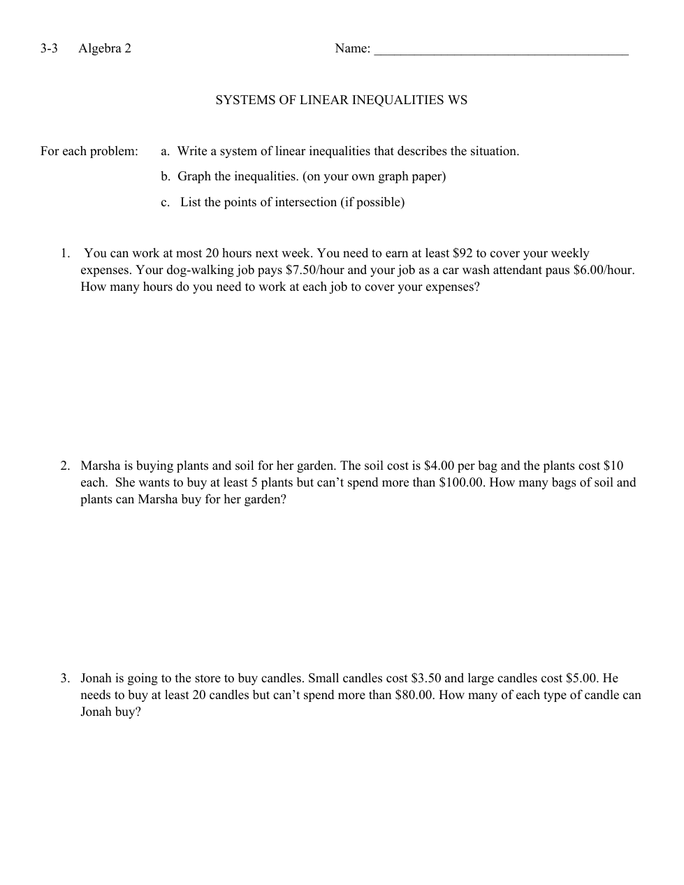 System of Inequalitites Word Problems - Therinda Overstreet | Library ...