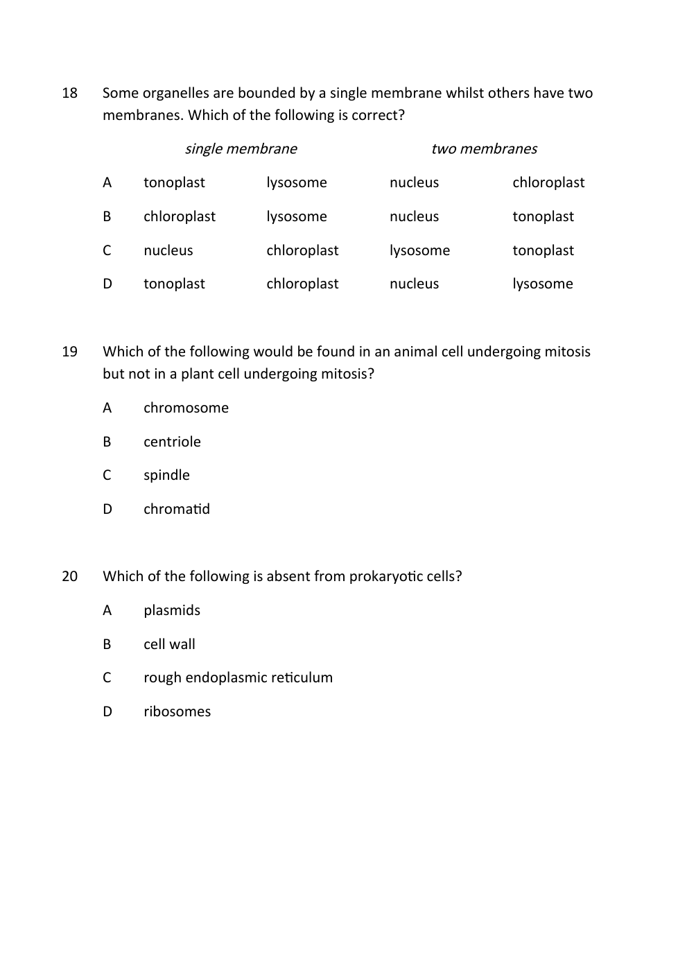 Cells multiple choice 1 - Sophie Pratt | Library | Formative