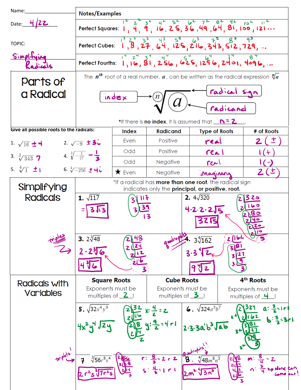 11/16/2022-HW Simplify, Add/Sub, Multiply Radicals - Melanie S Boyd ...