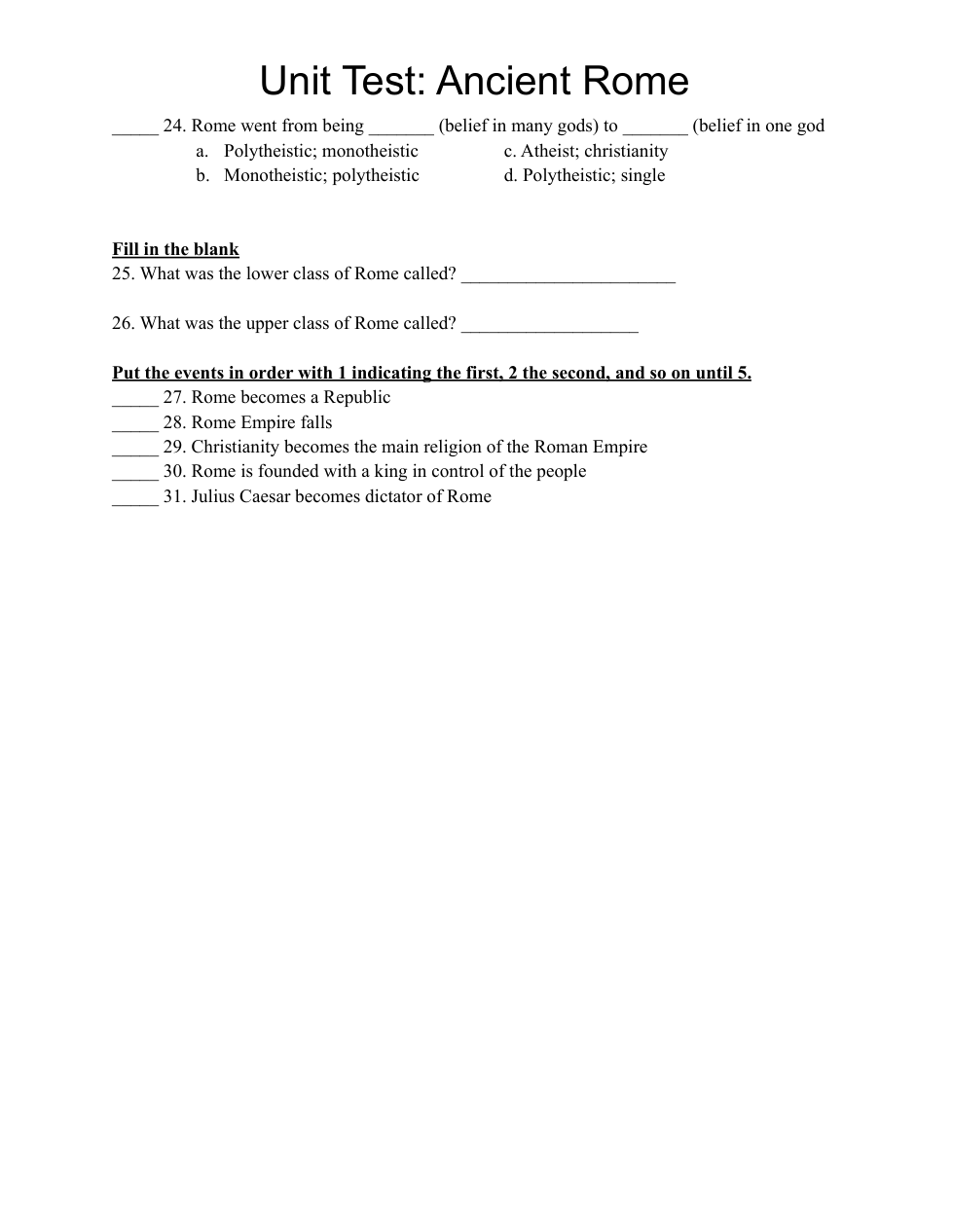 Unit Test: Ancient Rome - Jenna Pruett | Library | Formative