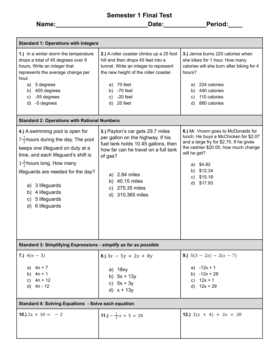 Math 7: Semester 1 Final (2022) - Morgan Ernst | Library | Formative