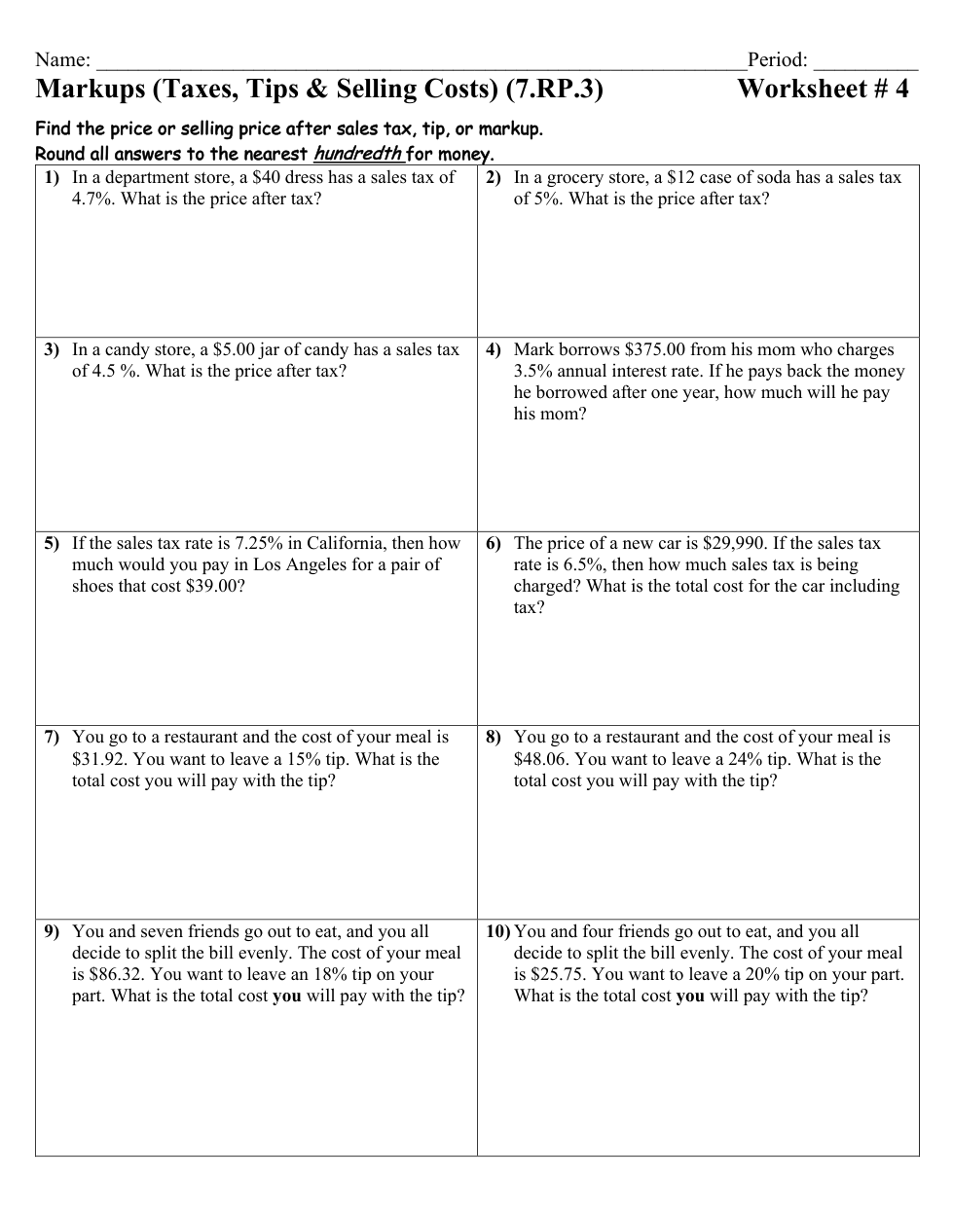 723LRIS WS#4 (Blue) Markups (Taxes, Tips, & Selling Costs) - Doni ...