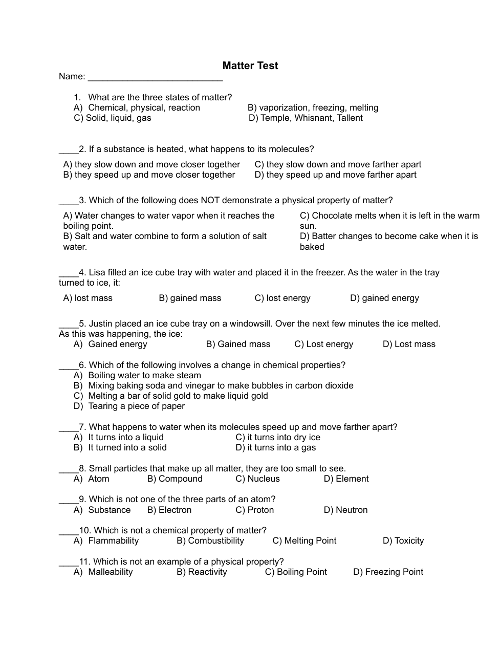 Unit Test: Matter - Jenna Whisnant | Library | Formative