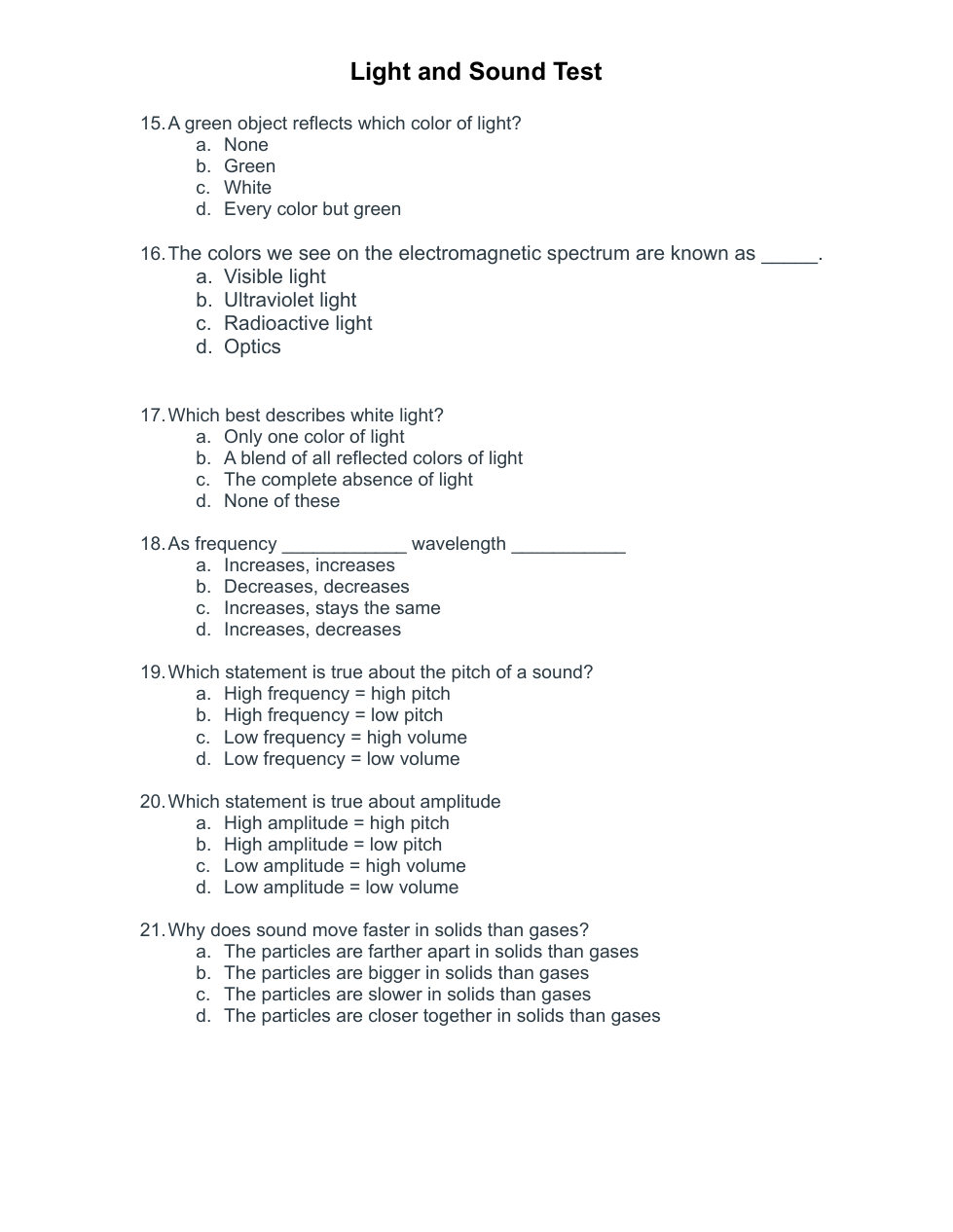 Unit Test: Light & Sound - Jenna Pruett | Library | Formative