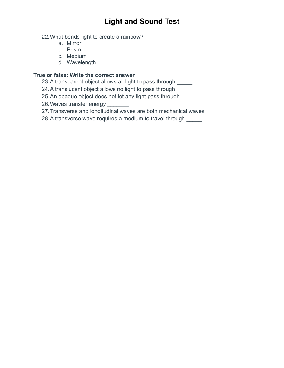 Unit Test: Light &amp; Sound - Jenna Pruett | Library | Formative