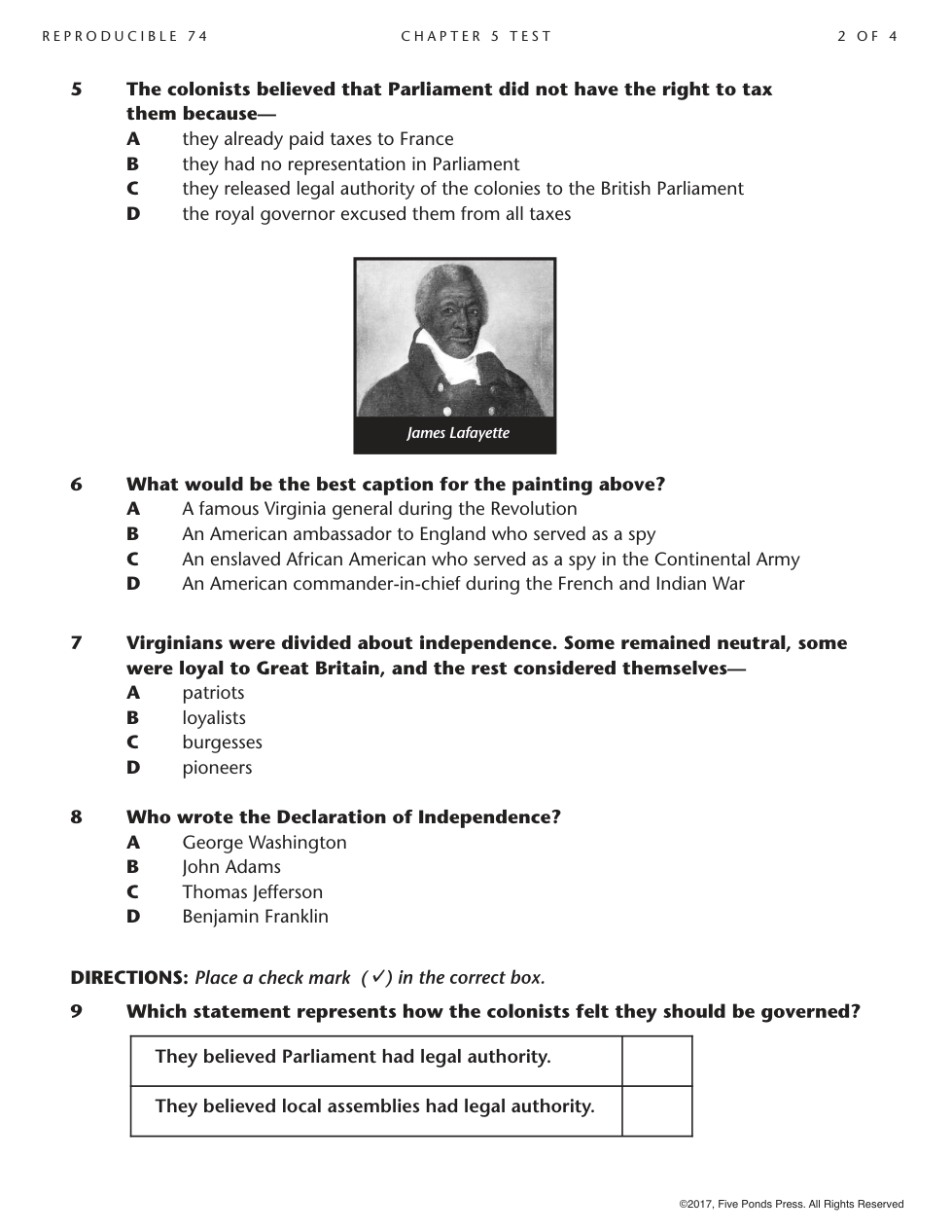 VA Studies - Chapter 5 Assessment: Revolutionary War - Elise Jernigan ...