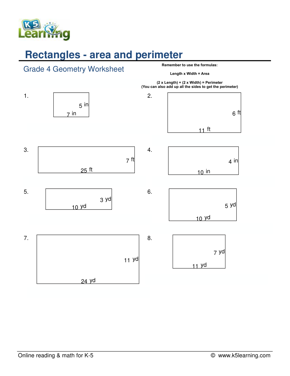 Area & Perimeter of Rectangles - LUIS E CALDERON | Library | Formative